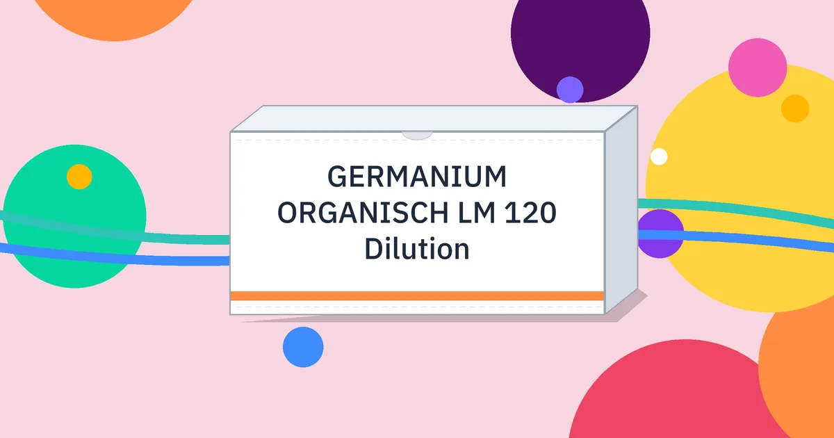 Symbolbild: Packung mit der Aufschrift GERMANIUM ORGANISCH LM 120 Dilution (PZN 16364052) – Verfügbarkeit und Bezug in Apotheken in Frankfurt am Main