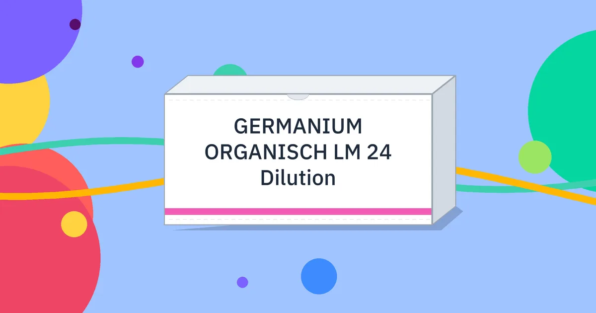 Symbolbild: Packung mit der Aufschrift GERMANIUM ORGANISCH LM 24 Dilution (PZN 16363897) – Verfügbarkeit und Bezug in Apotheken in Frankfurt am Main