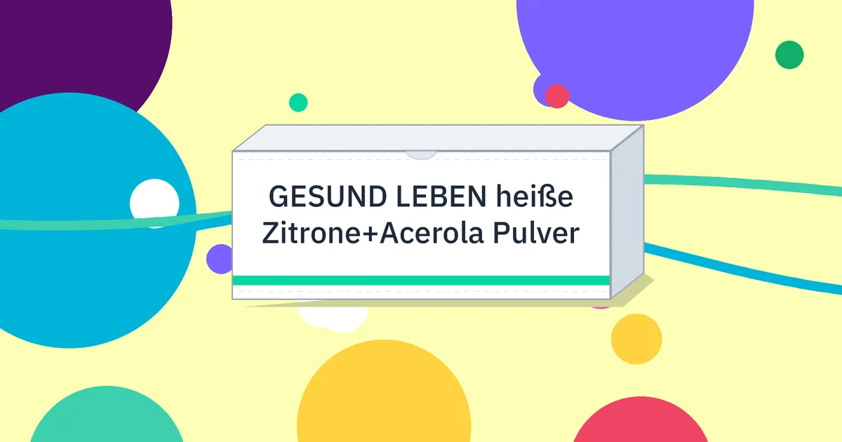 Symbolbild: Packung mit der Aufschrift GESUND LEBEN heiße Zitrone+Acerola Pulver (PZN 01949516) – Verfügbarkeit und Bezug in Apotheken in Frankfurt am Main