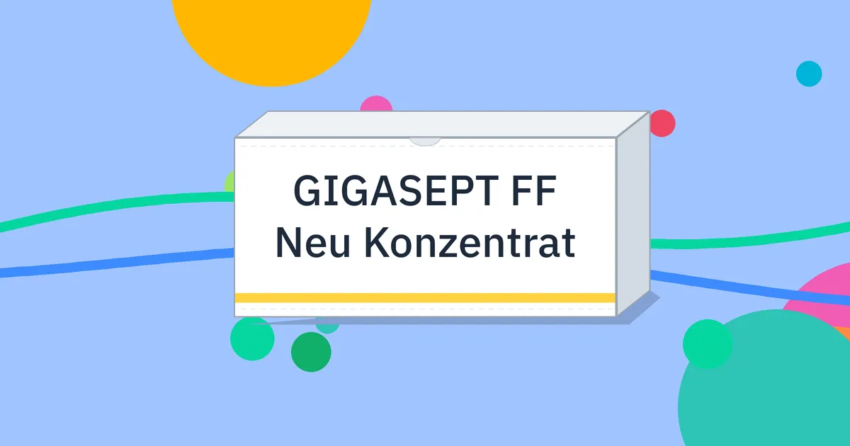 Symbolbild: Packung mit der Aufschrift GIGASEPT FF Neu Konzentrat (PZN 05963921) – Verfügbarkeit und Bezug in Apotheken in Frankfurt am Main