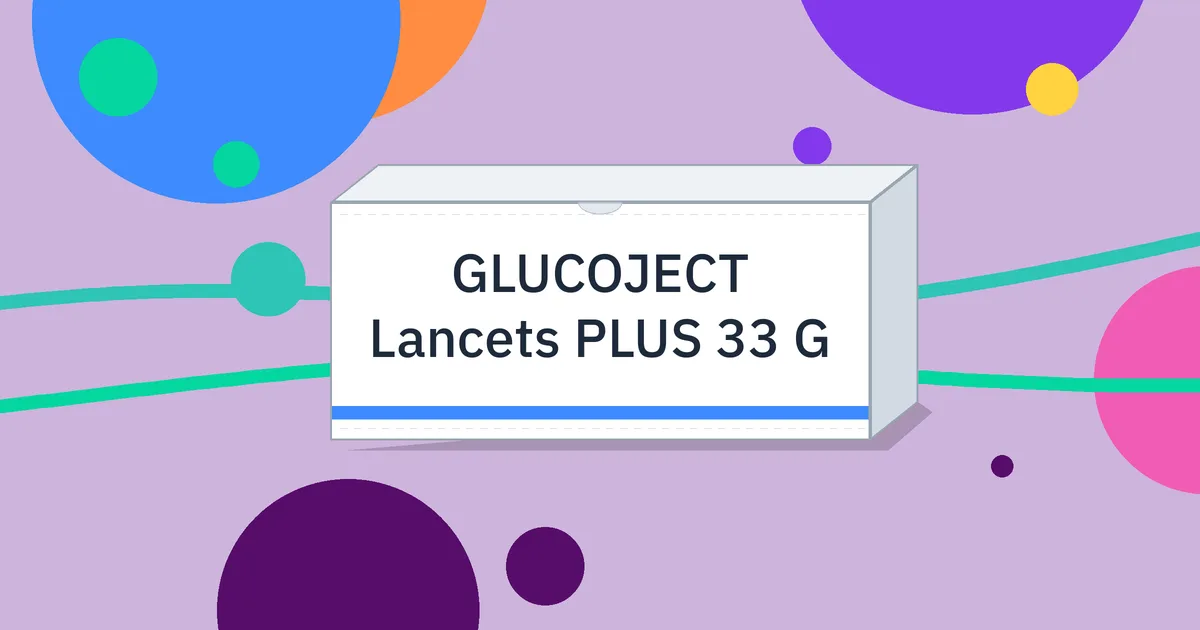 Symbolbild: Packung mit der Aufschrift GLUCOJECT Lancets PLUS 33 G (PZN 11518993) – Verfügbarkeit und Bezug in Apotheken in Frankfurt am Main