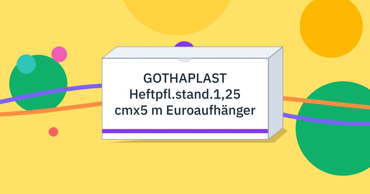 Symbolbild: Packung mit der Aufschrift GOTHAPLAST Heftpfl.stand.1,25 cmx5 m Euroaufhänger (PZN 04092045) – Verfügbarkeit und Bezug in Apotheken in Frankfurt am Main