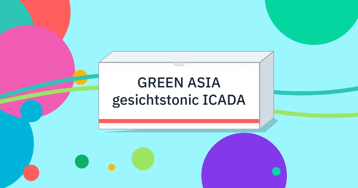 Symbolbild: Packung mit der Aufschrift GREEN ASIA gesichtstonic ICADA (PZN 17292314) – Verfügbarkeit und Bezug in Apotheken in Frankfurt am Main