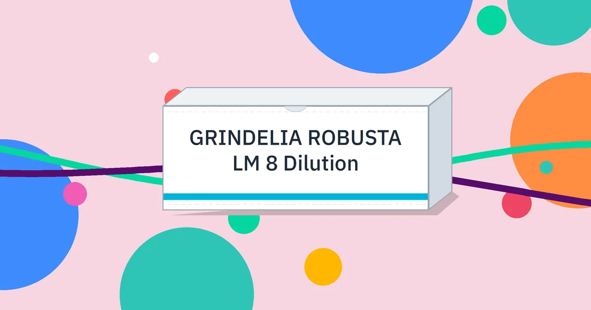 Symbolbild: Packung mit der Aufschrift GRINDELIA ROBUSTA LM 8 Dilution (PZN 13546924) – Verfügbarkeit und Bezug in Apotheken in Frankfurt am Main