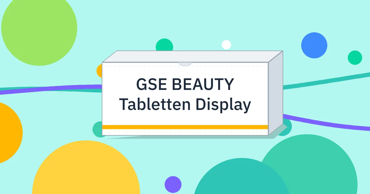 Symbolbild: Packung mit der Aufschrift GSE BEAUTY Tabletten Display (PZN 19251621) – Verfügbarkeit und Bezug in Apotheken in Frankfurt am Main
