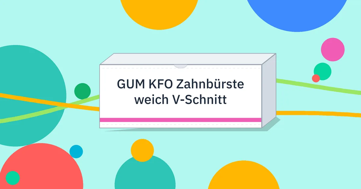 Symbolbild: Packung mit der Aufschrift GUM KFO Zahnbürste weich V-Schnitt (PZN 07325001) – Verfügbarkeit und Bezug in Apotheken in Frankfurt am Main