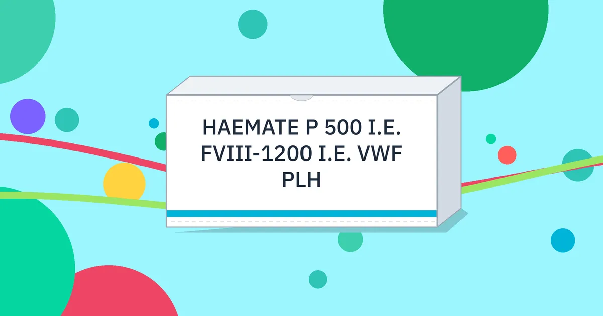 Symbolbild: Packung mit der Aufschrift HAEMATE P 500 I.E. FVIII-1200 I.E. VWF PLH (PZN 20366909) – Verfügbarkeit und Bezug in Apotheken in Frankfurt am Main