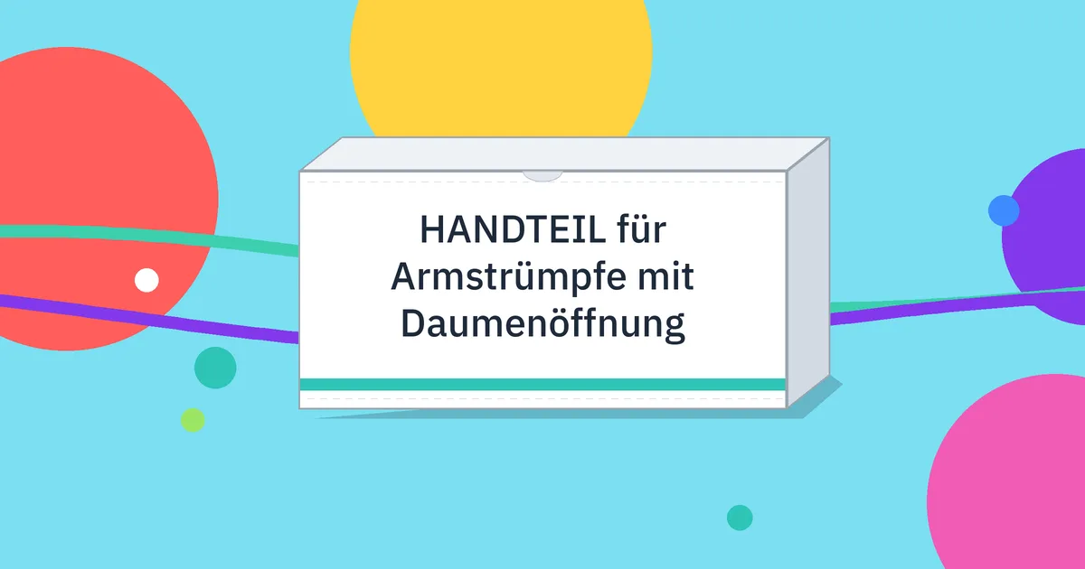 Symbolbild: Packung mit der Aufschrift HANDTEIL für Armstrümpfe mit Daumenöffnung (PZN 20318566) – Verfügbarkeit und Bezug in Apotheken in Frankfurt am Main