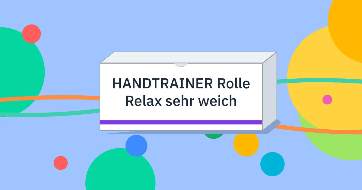 Symbolbild: Packung mit der Aufschrift HANDTRAINER Rolle Relax sehr weich (PZN 03908964) – Verfügbarkeit und Bezug in Apotheken in Frankfurt am Main