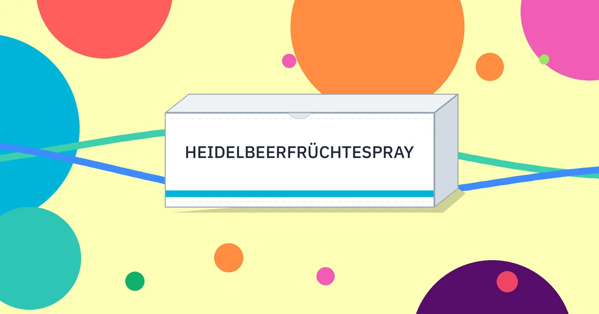 Symbolbild: Packung mit der Aufschrift HEIDELBEERFRÜCHTESPRAY (PZN 11712703) – Verfügbarkeit und Bezug in Apotheken in Frankfurt am Main