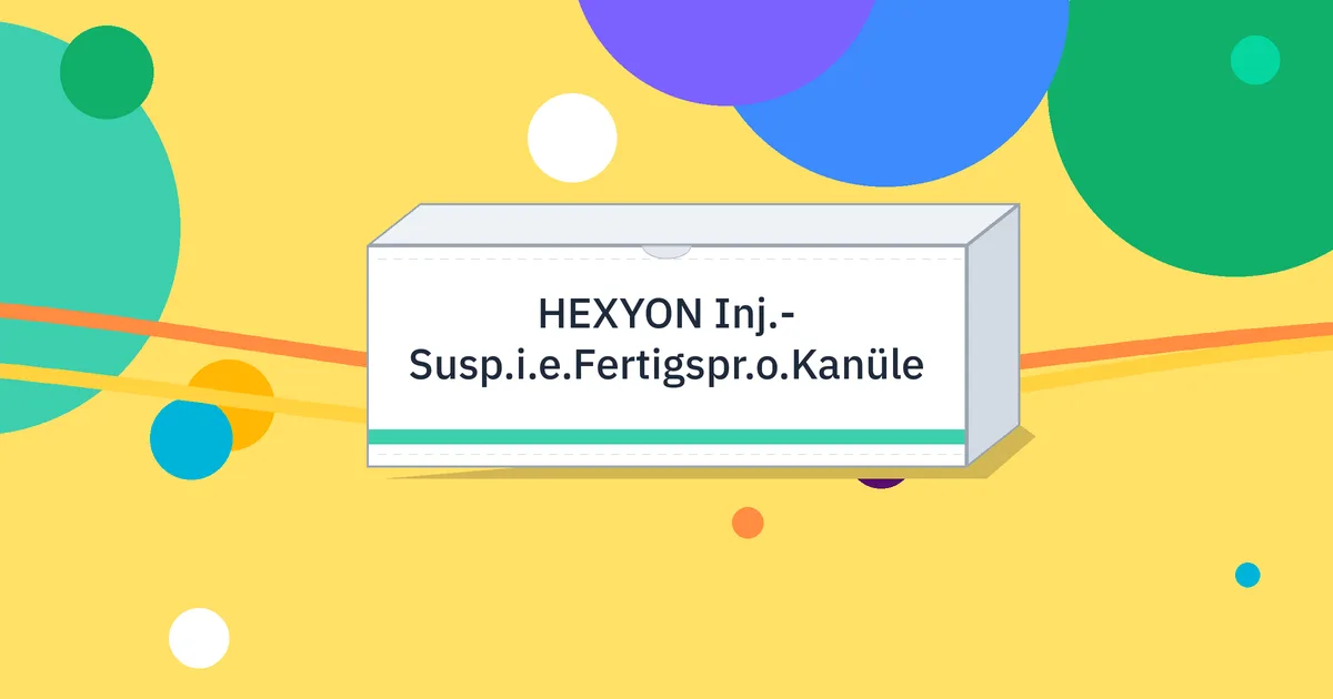 Symbolbild: Packung mit der Aufschrift HEXYON Inj.-Susp.i.e.Fertigspr.o.Kanüle (PZN 19187455) – Verfügbarkeit und Bezug in Apotheken in Frankfurt am Main