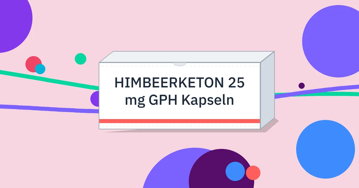 Symbolbild: Packung mit der Aufschrift HIMBEERKETON 25 mg GPH Kapseln (PZN 10977457) – Verfügbarkeit und Bezug in Apotheken in Frankfurt am Main