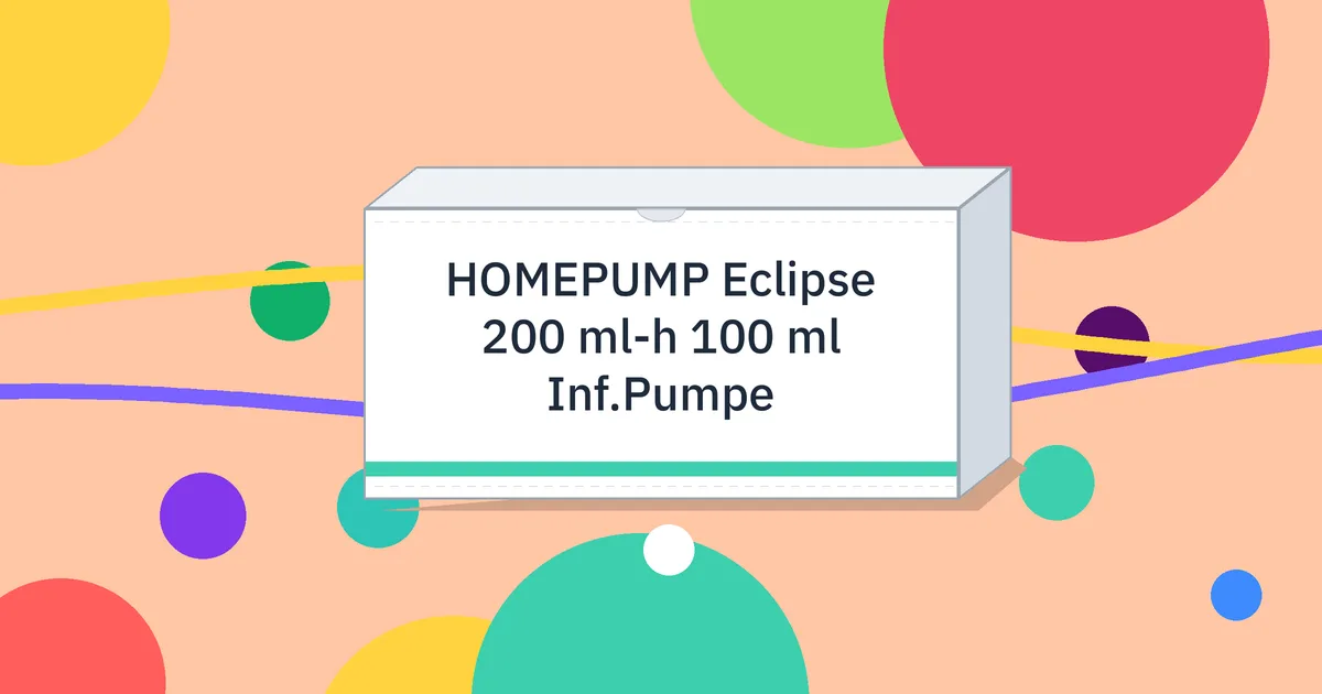 Symbolbild: Packung mit der Aufschrift HOMEPUMP Eclipse 200 ml-h 100 ml Inf.Pumpe (PZN 10625741) – Verfügbarkeit und Bezug in Apotheken in Frankfurt am Main