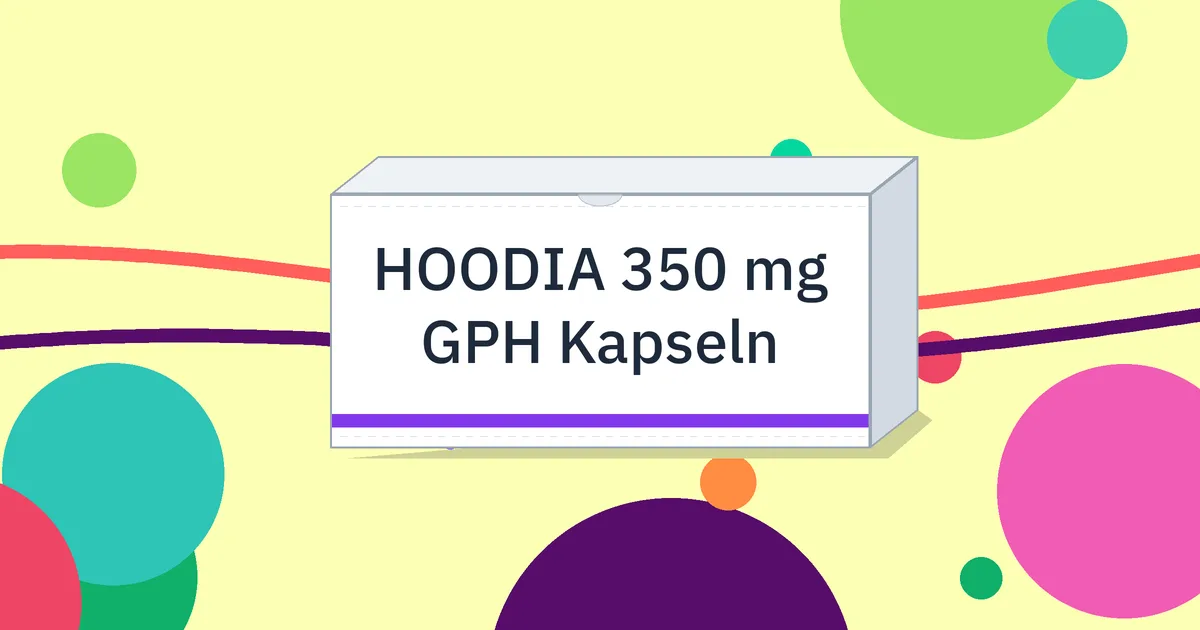 Symbolbild: Packung mit der Aufschrift HOODIA 350 mg GPH Kapseln (PZN 10259271) – Verfügbarkeit und Bezug in Apotheken in Frankfurt am Main