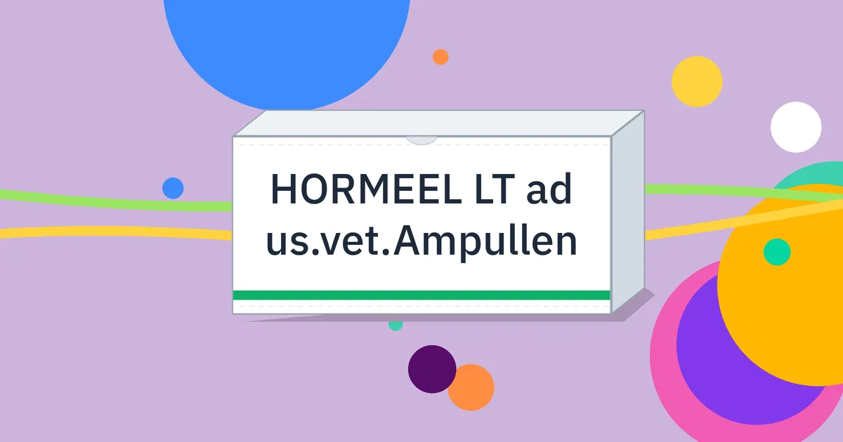 Symbolbild: Packung mit der Aufschrift HORMEEL LT ad us.vet.Ampullen (PZN 16866167) – Verfügbarkeit und Bezug in Apotheken in Frankfurt am Main