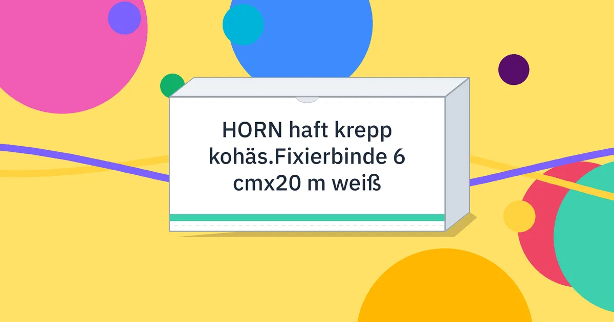Symbolbild: Packung mit der Aufschrift HORN haft krepp kohäs.Fixierbinde 6 cmx20 m weiß (PZN 03783764) – Verfügbarkeit und Bezug in Apotheken in Frankfurt am Main