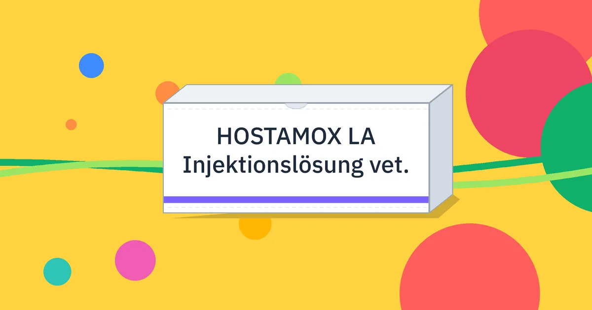 Symbolbild: Packung mit der Aufschrift HOSTAMOX LA Injektionslösung vet. (PZN 00263892) – Verfügbarkeit und Bezug in Apotheken in Frankfurt am Main