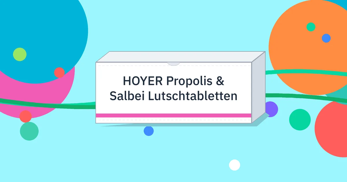Symbolbild: Packung mit der Aufschrift HOYER Propolis & Salbei Lutschtabletten (PZN 04491650) – Verfügbarkeit und Bezug in Apotheken in Frankfurt am Main