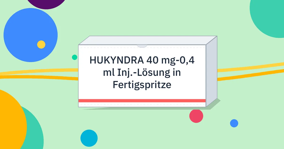Symbolbild: Packung mit der Aufschrift HUKYNDRA 40 mg-0,4 ml Inj.-Lösung in Fertigspritze (PZN 19444308) – Verfügbarkeit und Bezug in Apotheken in Frankfurt am Main