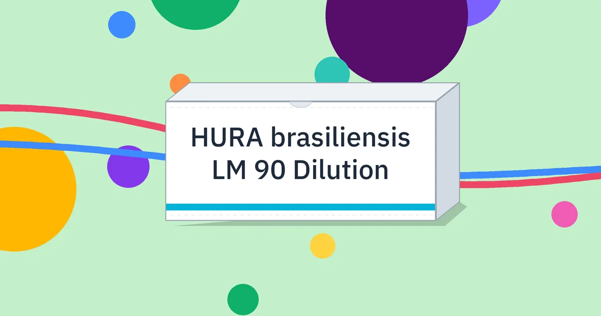 Symbolbild: Packung mit der Aufschrift HURA brasiliensis LM 90 Dilution (PZN 12889987) – Verfügbarkeit und Bezug in Apotheken in Frankfurt am Main