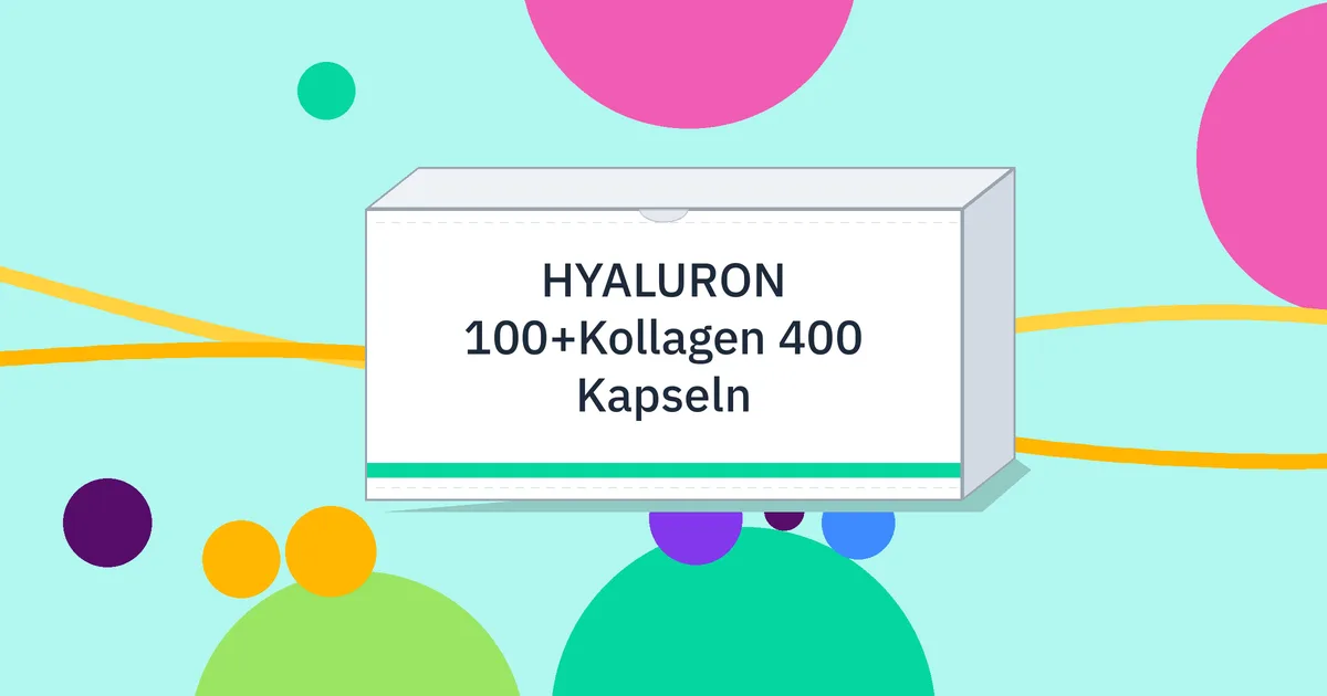 Symbolbild: Packung mit der Aufschrift HYALURON 100+Kollagen 400 Kapseln (PZN 12539827) – Verfügbarkeit und Bezug in Apotheken in Frankfurt am Main