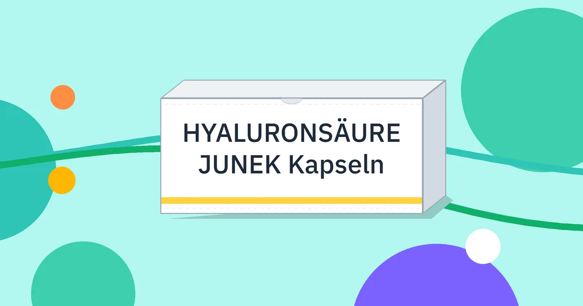 Symbolbild: Packung mit der Aufschrift HYALURONSÄURE JUNEK Kapseln (PZN 09324980) – Verfügbarkeit und Bezug in Apotheken in Frankfurt am Main