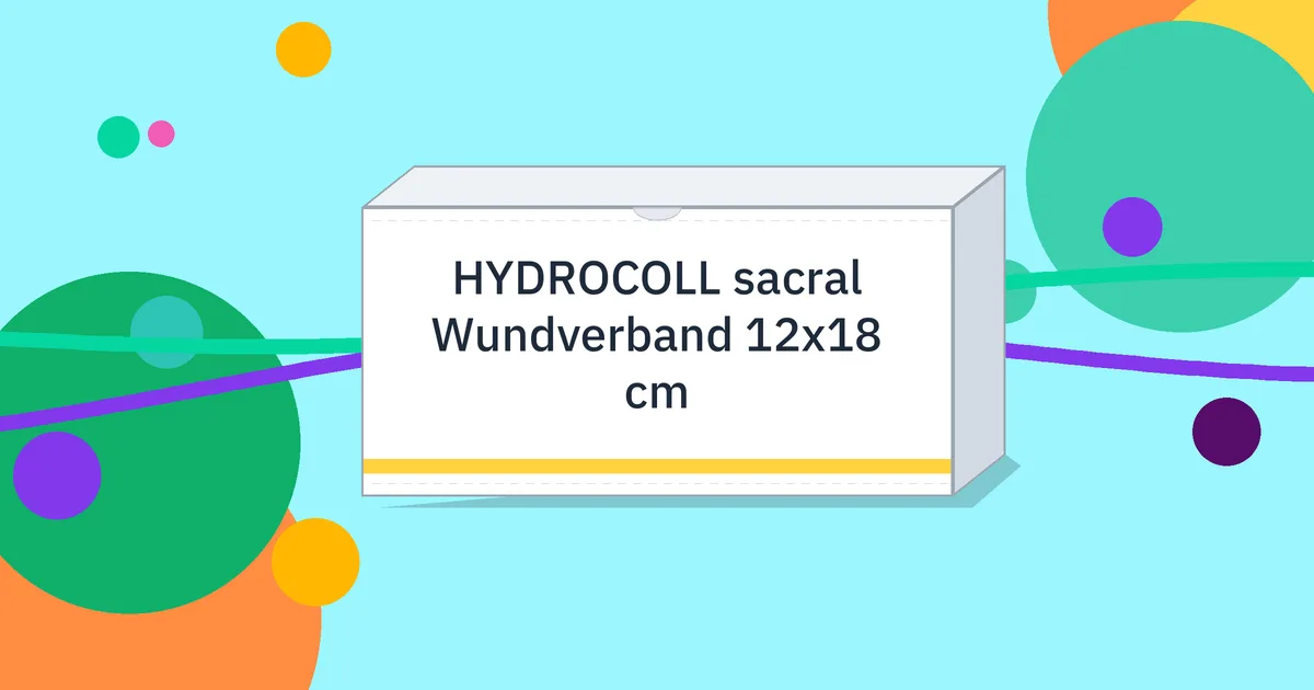 Symbolbild: Packung mit der Aufschrift HYDROCOLL sacral Wundverband 12x18 cm (PZN 18127617) – Verfügbarkeit und Bezug in Apotheken in Frankfurt am Main