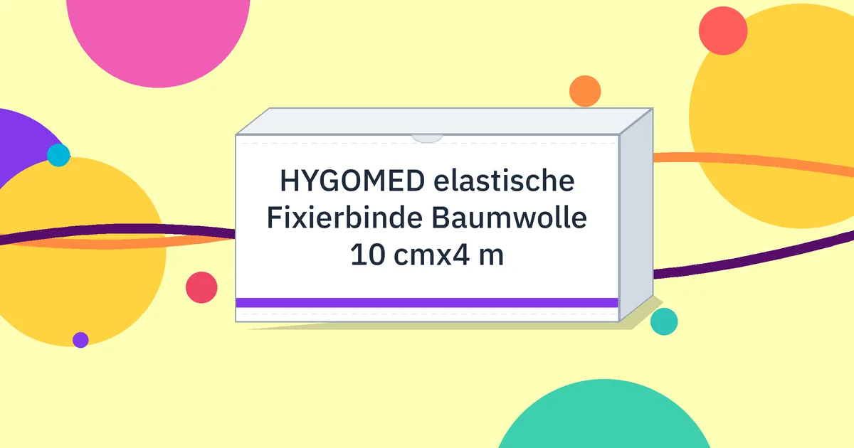 Symbolbild: Packung mit der Aufschrift HYGOMED elastische Fixierbinde Baumwolle 10 cmx4 m (PZN 20382972) – Verfügbarkeit und Bezug in Apotheken in Frankfurt am Main