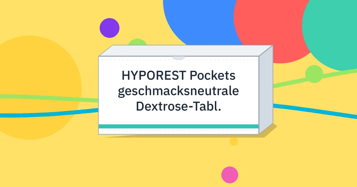 Symbolbild: Packung mit der Aufschrift HYPOREST Pockets geschmacksneutrale Dextrose-Tabl. (PZN 18913209) – Verfügbarkeit und Bezug in Apotheken in Frankfurt am Main