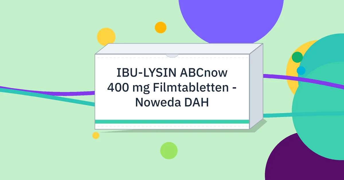 Symbolbild: Packung mit der Aufschrift IBU-LYSIN ABCnow 400 mg Filmtabletten -Noweda DAH (PZN 17293182) – Verfügbarkeit und Bezug in Apotheken in Frankfurt am Main