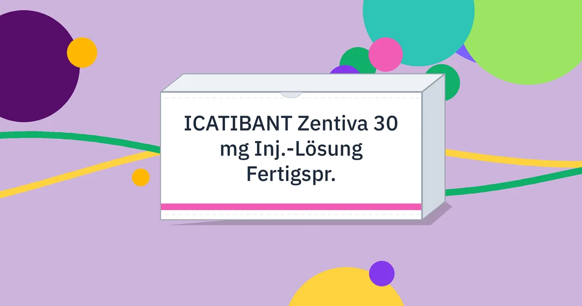 Symbolbild: Packung mit der Aufschrift ICATIBANT Zentiva 30 mg Inj.-Lösung Fertigspr. (PZN 17503018) – Verfügbarkeit und Bezug in Apotheken in Frankfurt am Main