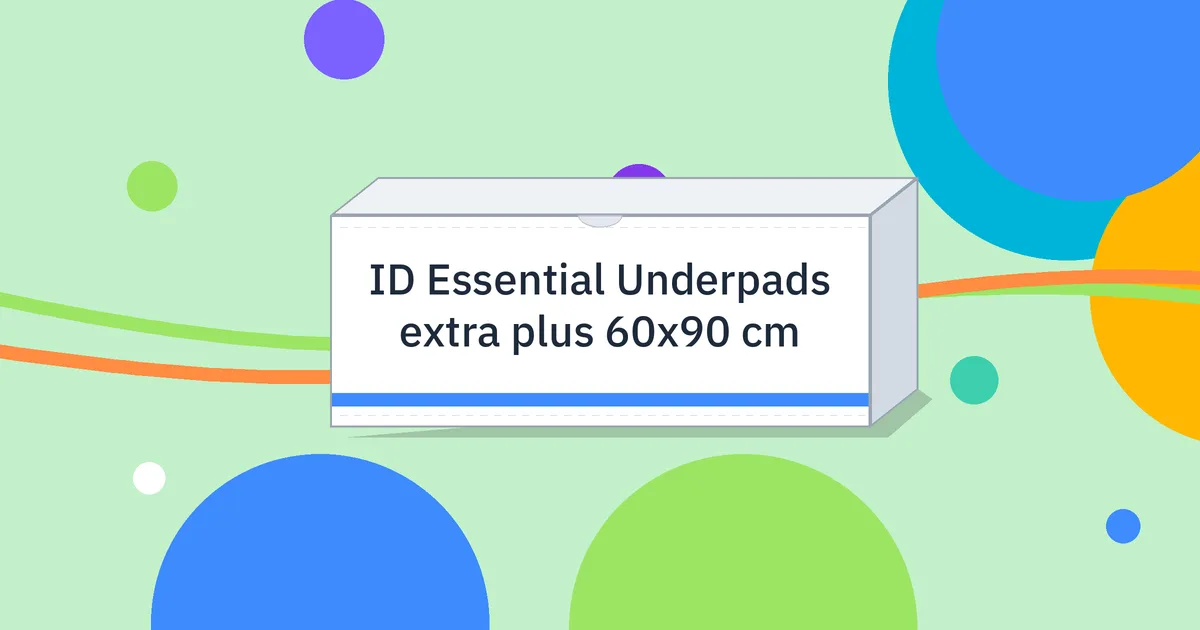 Symbolbild: Packung mit der Aufschrift ID Essential Underpads extra plus 60x90 cm (PZN 19427965) – Verfügbarkeit und Bezug in Apotheken in Frankfurt am Main
