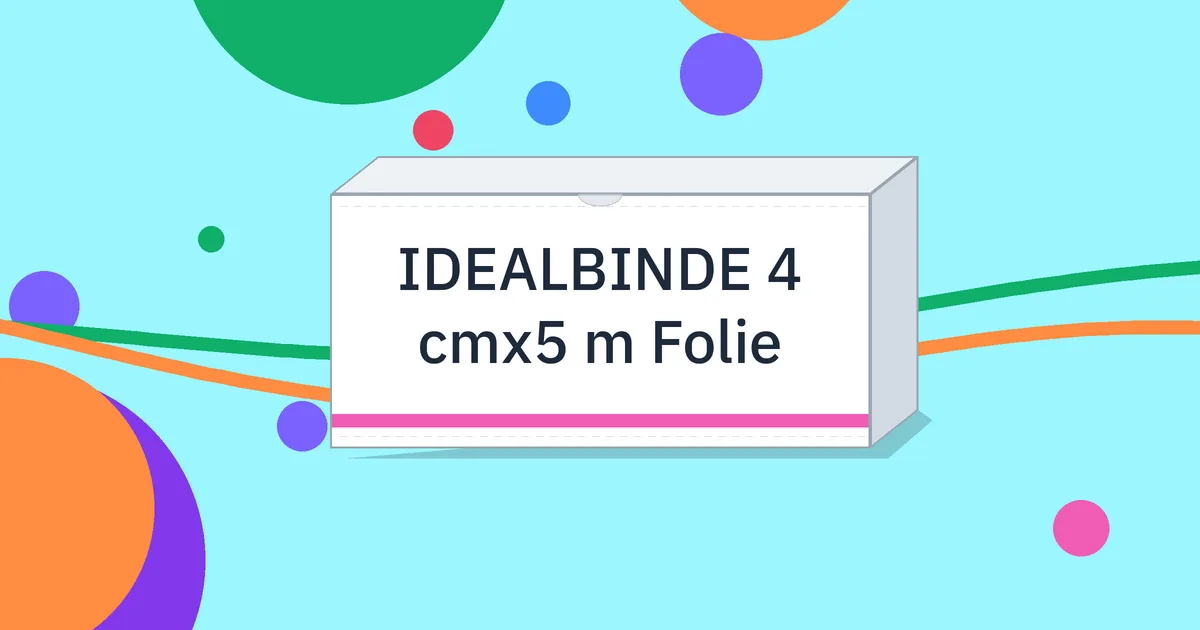 Symbolbild: Packung mit der Aufschrift IDEALBINDE 4 cmx5 m Folie (PZN 00032276) – Verfügbarkeit und Bezug in Apotheken in Frankfurt am Main