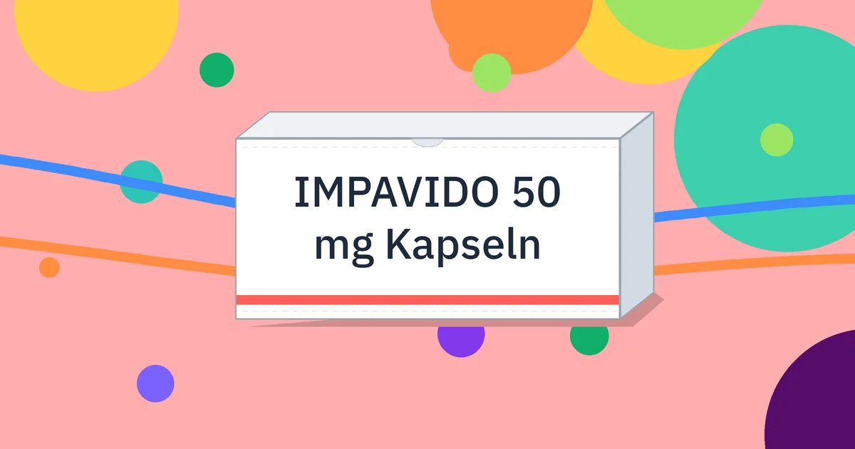 Symbolbild: Packung mit der Aufschrift IMPAVIDO 50 mg Kapseln (PZN 06107472) – Verfügbarkeit und Bezug in Apotheken in Frankfurt am Main