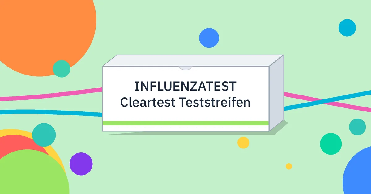 Symbolbild: Packung mit der Aufschrift INFLUENZATEST Cleartest Teststreifen (PZN 03430994) – Verfügbarkeit und Bezug in Apotheken in Frankfurt am Main