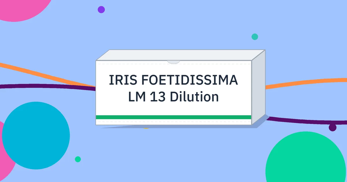 Symbolbild: Packung mit der Aufschrift IRIS FOETIDISSIMA LM 13 Dilution (PZN 12913929) – Verfügbarkeit und Bezug in Apotheken in Frankfurt am Main