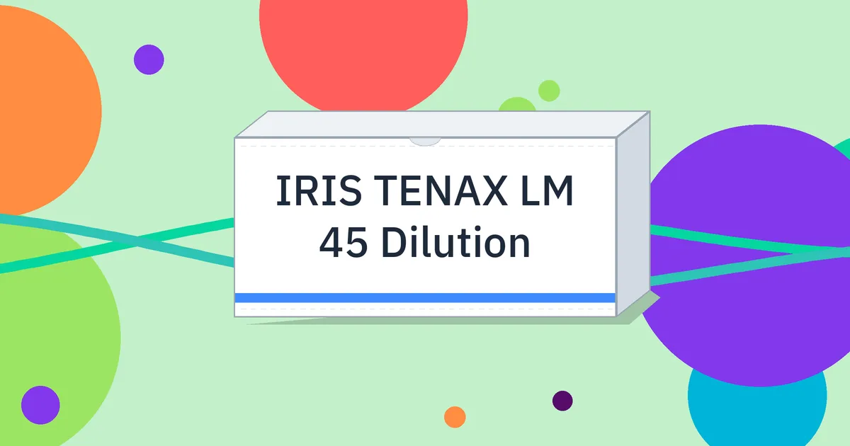 Symbolbild: Packung mit der Aufschrift IRIS TENAX LM 45 Dilution (PZN 12914604) – Verfügbarkeit und Bezug in Apotheken in Frankfurt am Main