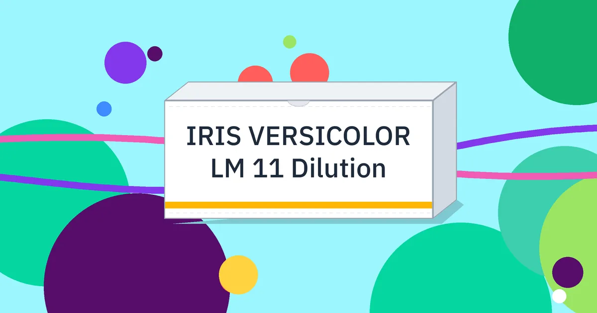 Symbolbild: Packung mit der Aufschrift IRIS VERSICOLOR LM 11 Dilution (PZN 12914811) – Verfügbarkeit und Bezug in Apotheken in Frankfurt am Main