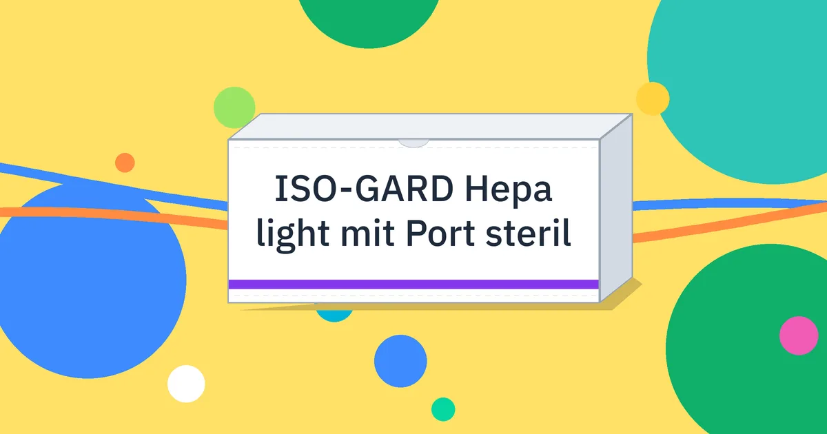Symbolbild: Packung mit der Aufschrift ISO-GARD Hepa light mit Port steril (PZN 00666176) – Verfügbarkeit und Bezug in Apotheken in Frankfurt am Main