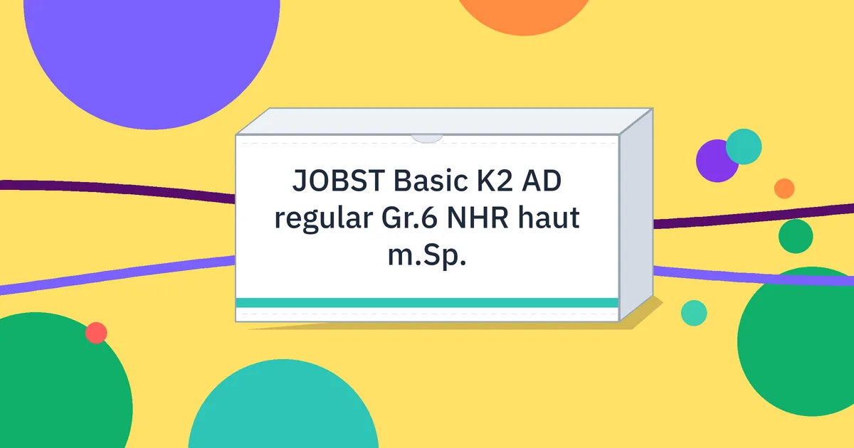 Symbolbild: Packung mit der Aufschrift JOBST Basic K2 AD regular Gr.6 NHR haut m.Sp. (PZN 15312567) – Verfügbarkeit und Bezug in Apotheken in Frankfurt am Main