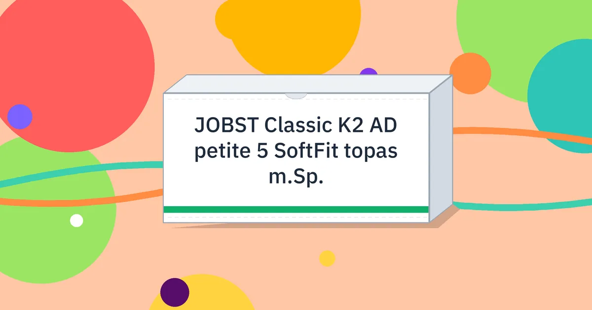 Symbolbild: Packung mit der Aufschrift JOBST Classic K2 AD petite 5 SoftFit topas m.Sp. (PZN 14222744) – Verfügbarkeit und Bezug in Apotheken in Frankfurt am Main
