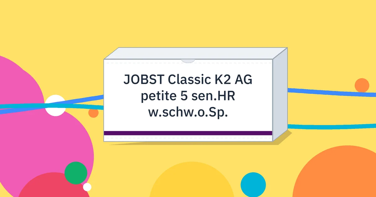 Symbolbild: Packung mit der Aufschrift JOBST Classic K2 AG petite 5 sen.HR w.schw.o.Sp. (PZN 17961867) – Verfügbarkeit und Bezug in Apotheken in Frankfurt am Main