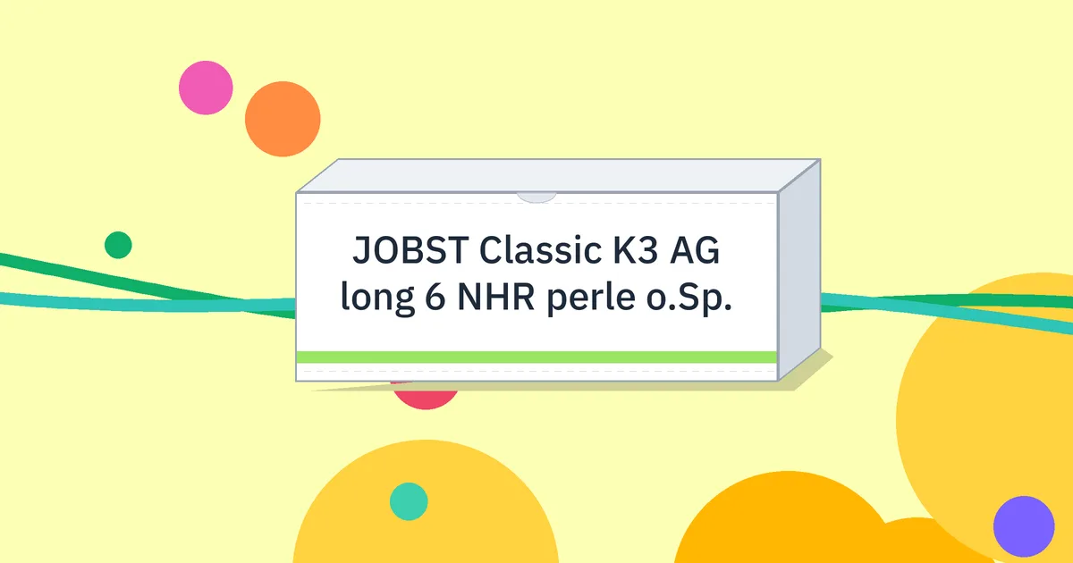 Symbolbild: Packung mit der Aufschrift JOBST Classic K3 AG long 6 NHR perle o.Sp. (PZN 13072082) – Verfügbarkeit und Bezug in Apotheken in Frankfurt am Main