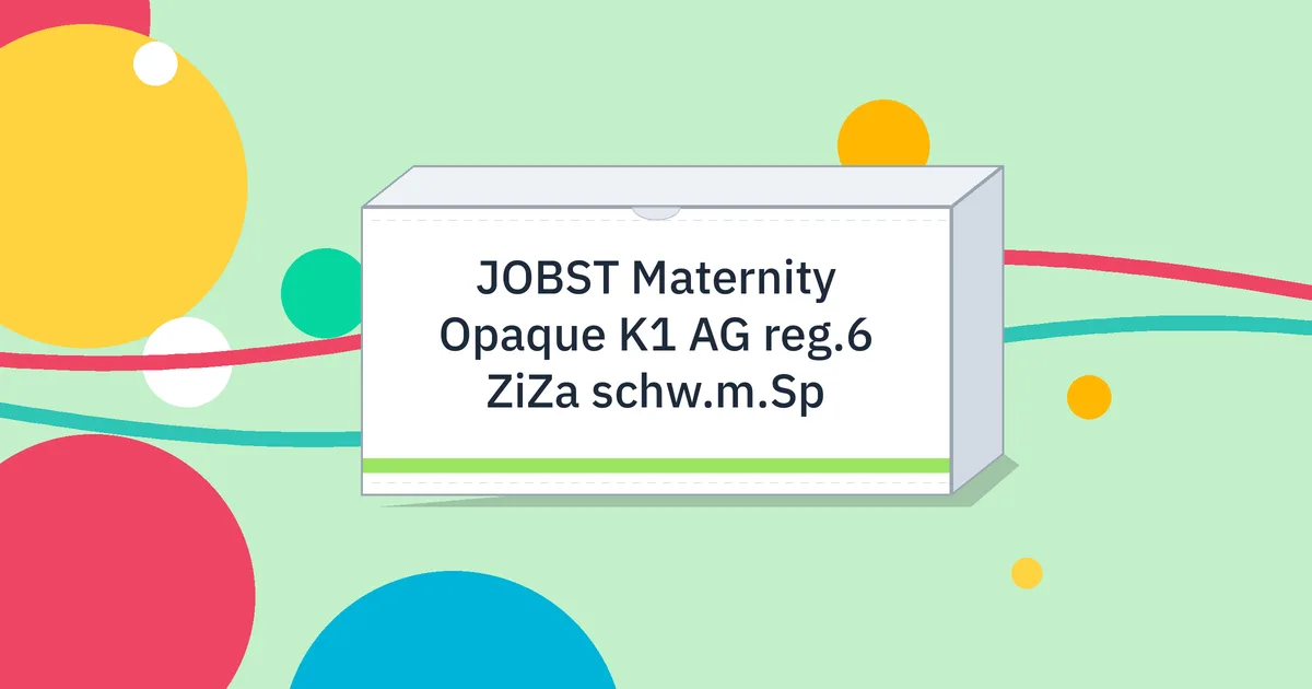 Symbolbild: Packung mit der Aufschrift JOBST Maternity Opaque K1 AG reg.6 ZiZa schw.m.Sp (PZN 15852358) – Verfügbarkeit und Bezug in Apotheken in Frankfurt am Main