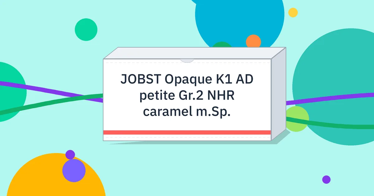Symbolbild: Packung mit der Aufschrift JOBST Opaque K1 AD petite Gr.2 NHR caramel m.Sp. (PZN 13160136) – Verfügbarkeit und Bezug in Apotheken in Frankfurt am Main