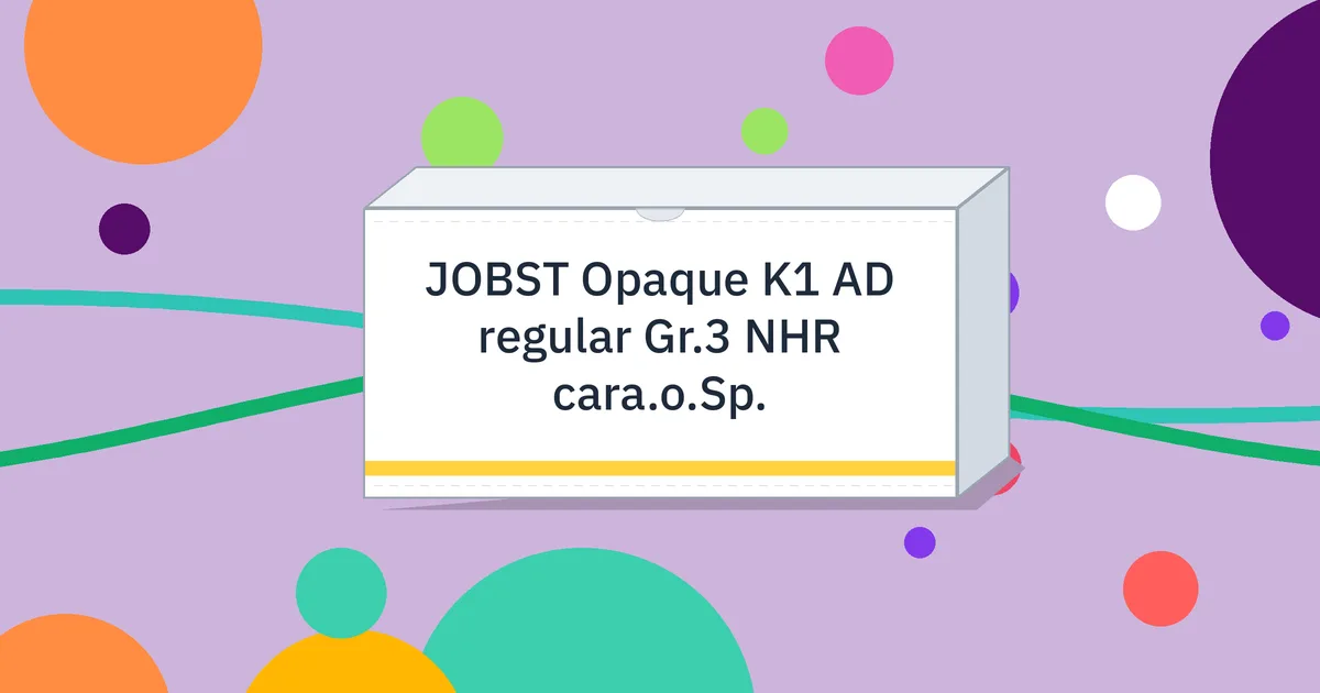 Symbolbild: Packung mit der Aufschrift JOBST Opaque K1 AD regular Gr.3 NHR cara.o.Sp. (PZN 13082494) – Verfügbarkeit und Bezug in Apotheken in Frankfurt am Main