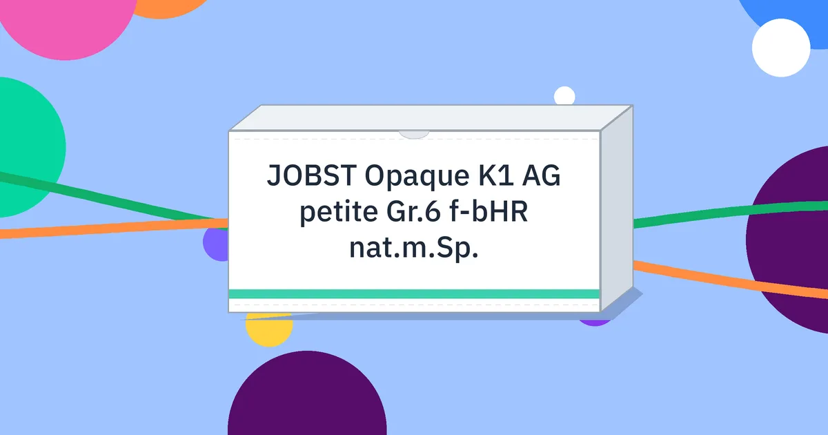 Symbolbild: Packung mit der Aufschrift JOBST Opaque K1 AG petite Gr.6 f-bHR nat.m.Sp. (PZN 13083683) – Verfügbarkeit und Bezug in Apotheken in Frankfurt am Main