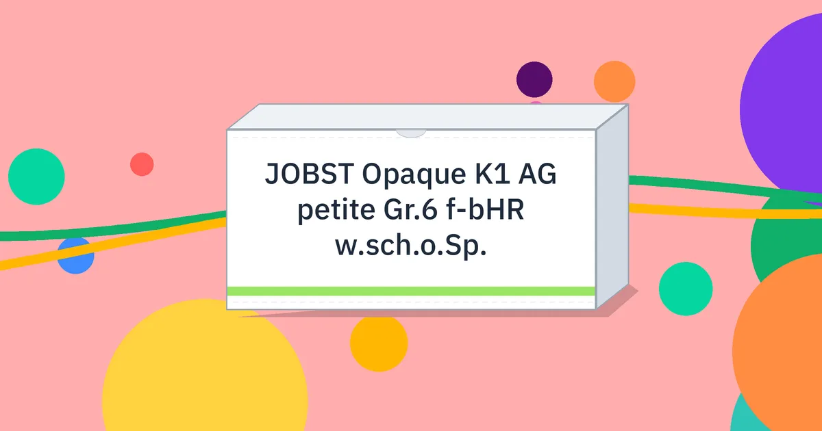 Symbolbild: Packung mit der Aufschrift JOBST Opaque K1 AG petite Gr.6 f-bHR w.sch.o.Sp. (PZN 13087853) – Verfügbarkeit und Bezug in Apotheken in Frankfurt am Main