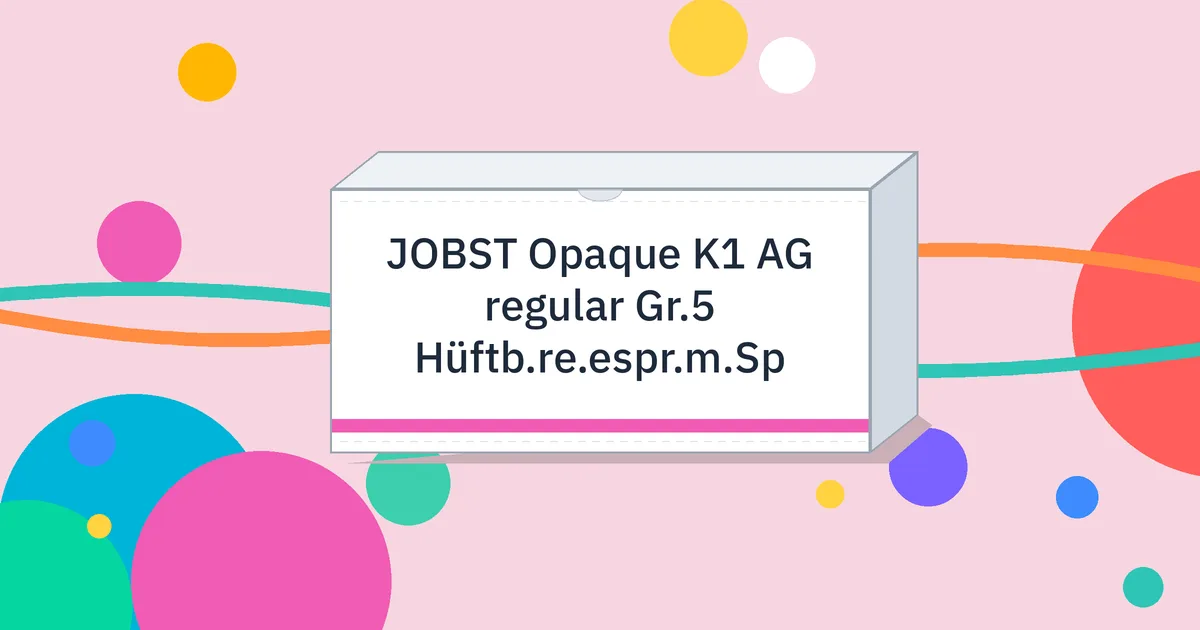 Symbolbild: Packung mit der Aufschrift JOBST Opaque K1 AG regular Gr.5 Hüftb.re.espr.m.Sp (PZN 16272858) – Verfügbarkeit und Bezug in Apotheken in Frankfurt am Main