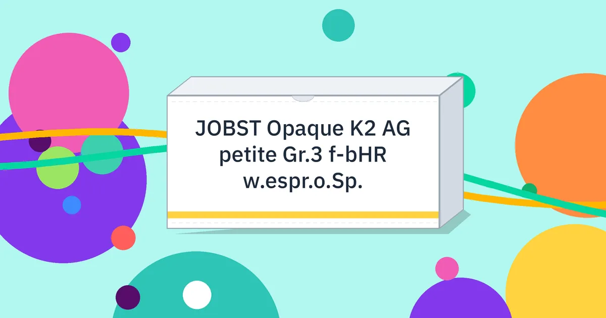Symbolbild: Packung mit der Aufschrift JOBST Opaque K2 AG petite Gr.3 f-bHR w.espr.o.Sp. (PZN 16285683) – Verfügbarkeit und Bezug in Apotheken in Frankfurt am Main